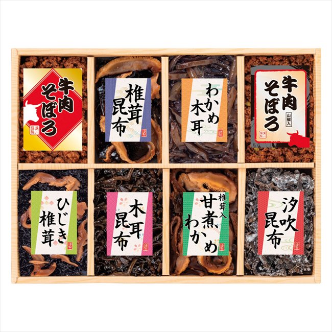 ■商品紹介：明治35年より伝えられてきた調味料を佃煮に全て染み込ますことによりふっくらとしっかりした味に炊き上げる事ができる「直火釜炊き製法」にて製造した佃煮の詰合せ商品です。 明治35年より伝えられてきた調味料を佃煮に全て染み込ますことに...