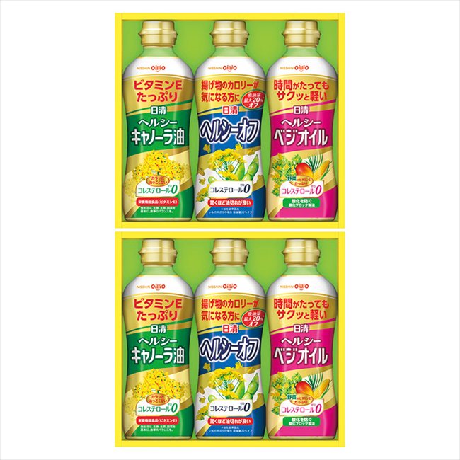 ■商品紹介： ■商品内容：セット内容/ヘルシーキャノーラ油・ヘルシーオフ・ヘルシーベジオイル（各350g）×各2 ■パッケージサイズ：21.6×23.5×11.1cm ■賞味期限（ある場合）：常温2年1ヶ月 メーカー希望小売価格はメーカーカ...