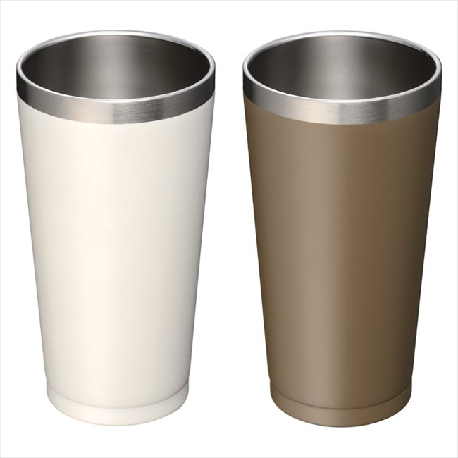 ■商品紹介：落ち着いたマットなホワイト&ブラウンのペアタンブラー。外側は熱くなりにくく、氷を入れても結露しにくいステンレス製真空断熱二重構造なので、場所や季節を問わず使えます。 落ち着いたマットなホワイト&ブラウンのペアタンブラー。外側は熱...