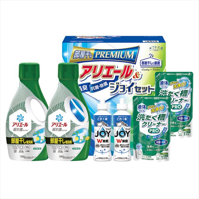 ■商品紹介：優れた本格消臭で部屋干しに最適なアリエールとダブル除菌の食器洗剤ジョイが入ったランドリー&キッチンセットです。 ■商品内容：セット内容/P&Gアリエールジェル部屋干し超消臭（700g）・P&G除菌ジョイ（170ml）・液体洗たく...