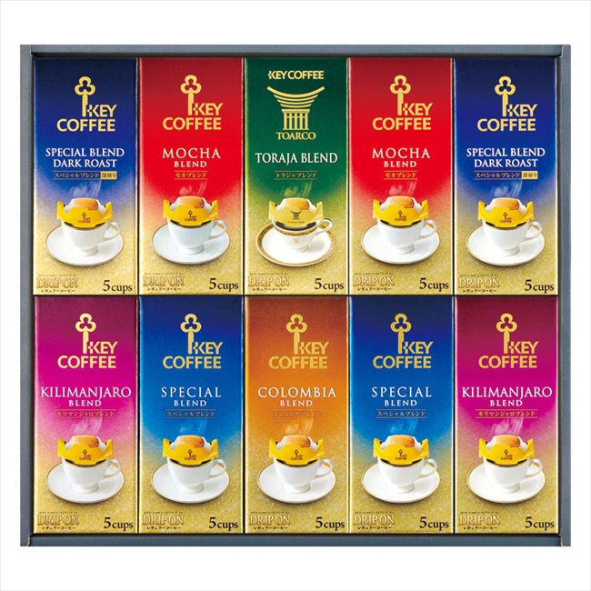 ■商品紹介：“挽きたての香り”と“格別なおいしさ”をお届けするプレミアムドリップコーヒーの「ドリップ オン」ギフトです。 ■商品内容：スペシャルブレンド・モカブレンド・キリマンジャロブレンド（各8g×5p）・スペシャルブレンド深煎り（7.5...