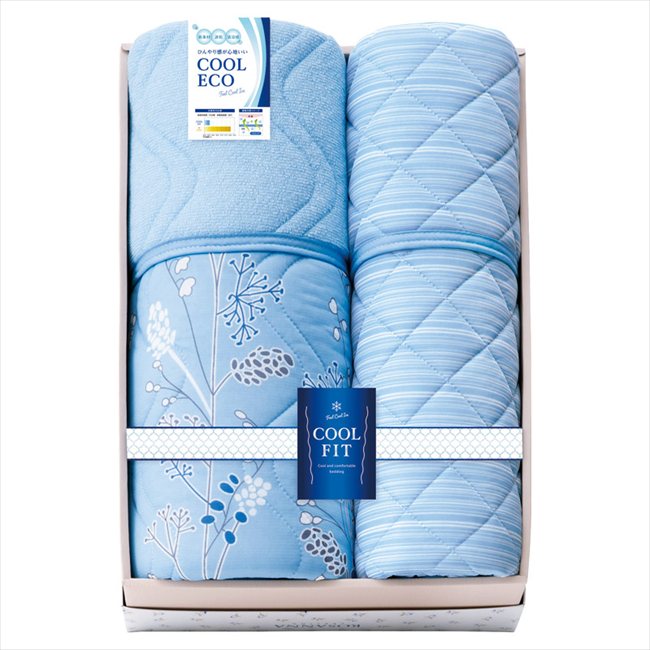 ■商品紹介：冷感素材で暑苦しい夜もひんやり涼しい掛敷セット ■商品内容： ■パッケージサイズ：50×35×14cm ■賞味期限（ある場合）： メーカー希望小売価格はメーカーカタログに基づいて掲載しています ■さまざまなギフトアイテムをご用意...