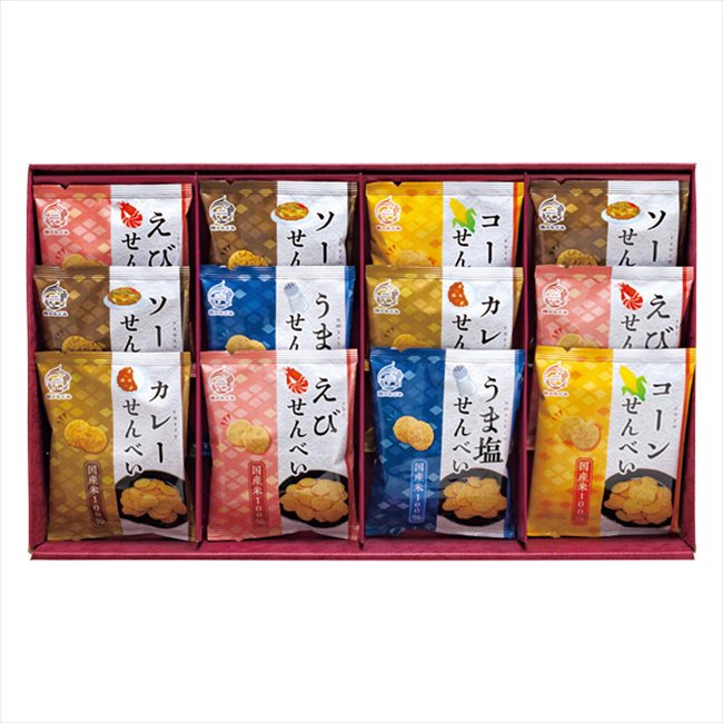 ※商品はお取り寄せとなりますのでご注意ください ■商品説明： ■商品内容: えびせんべい15g×3・ソースせんべい15g×3・コーンせんべい15g×2・うま塩せんべい15g×2・カレーせんべい15g×2 ■商品重量／容量：407g／ ■商品...