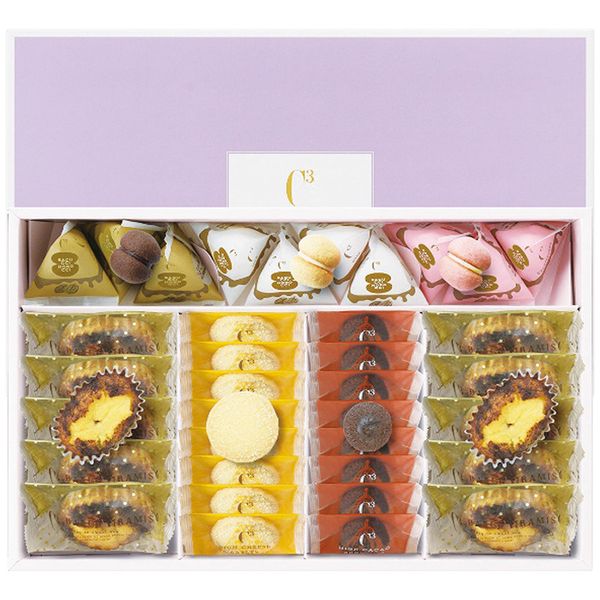 ポイントシーキューブ自慢のチーズ・カカオ・コーヒーのお菓子を、一箱でたのしめるアソートです。プチギフト人気の商品とシーキューブの定番商品を詰め合わせた豪華なラインナップ。側面の花柄パターンがワンポイントのシーキューブらしいおしゃれなパッケー...