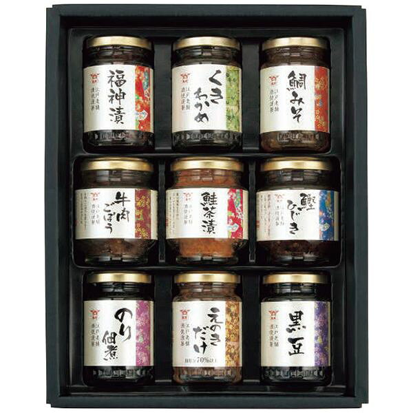 ポイント重厚感のある、瓶詰の詰合せ。江戸老舗東京・上野「酒悦」のまごころ込めた贈り物。山の幸・海の幸を素材に作り上げた佃煮のセットです。※写真はイメージです。内容・デザイン等変更になる場合があります。予めご了承ください。箱サイズ23.7×7...