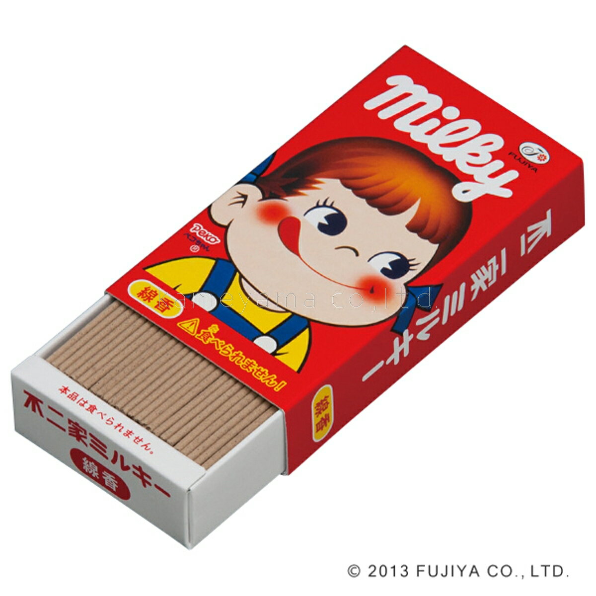 商品詳細 「ミルキーはママの味♪」でおなじみの「ミルキー」とコラボしました。 甘く、懐かしいミルキーの香り。 本体サイズ 箱サイズ:W62×H115×H26mm 線香長さ:約93mm 香り ミルキーの甘い香り 燃焼時間 約19分／けむり：ふ...