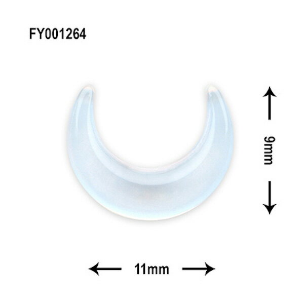 美しい月をイメージしたデザインです。 透明感のあるクリアストーンを使用しているので、 とても華やかな仕上がりになります。 品番：FY001264 カラー：トランスパレント 内容量：2P サイズ：縦9mm×横11mm 備考：背面カーブなし