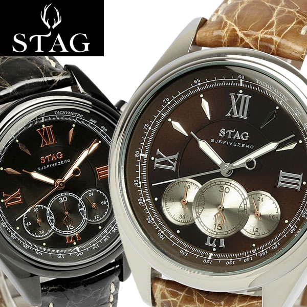 【STAG TYO】 スタッグ 腕時計 メンズ クロノグラフ 本革 STG004 2008年に誕生したメンズウォッチブランド「STAG」のExecutive Line。 大自然の中で悠然とたたずむ牡鹿（STAG：スタッグ）をイメージした、 ...