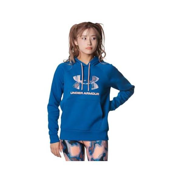 UA RIVAL FLEECE PRINTED PULL OVER HOODIEUAライバルフリース プリント プルオーバー フーディー レディース