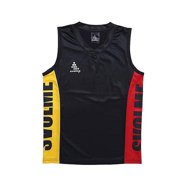 SVOLMEスボルメ ノースリメッシュインナー J。 フットサルブランド”SVOLME スボルメ ”。 ジュニア サッカー・フットサルウェア。 通気性に優れたメッシュ素材のインナー。 左右非対称カラーのサイドには大判ロゴプリント入り。