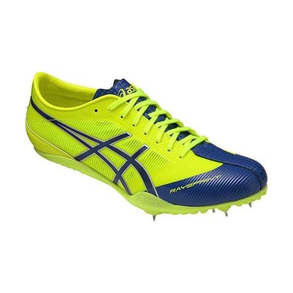 軽量スプリントスパイク、アシックス『RAYSPRINT（レイスプリント）』軽量性を重視した100m・200m専用の陸上スパイク、シューレースタイプ。メッシュ素材を採用し、軽量性と通気性を両立。アッパーには樹脂フィルムの補強を施し、走行時のブ...