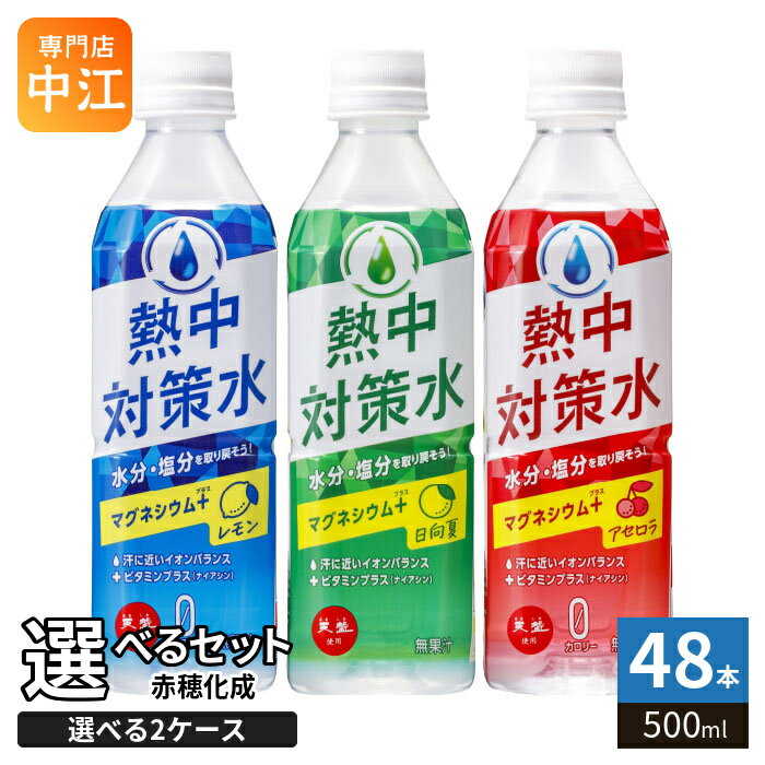 赤穂化成 熱中対策水 500ml ペットボトル を2種類 (24本入を2セットで合計48本) お選びください。※詰め合わせではありません。▼選べる種類▼・熱中対策水 レモン味・熱中対策水 日向夏味・熱中対策水 アセロラ味◆レモン味「水分」「...