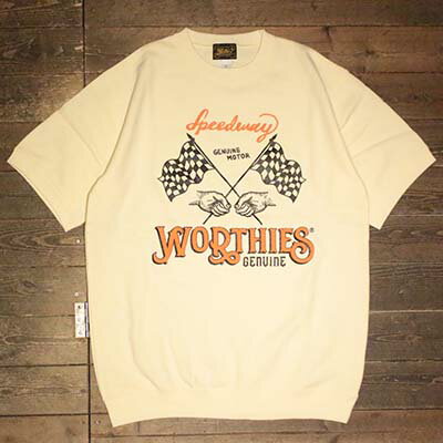 WORTHIESSPEEDWAY S/S SWEAT SHIRTS オレンジ色のグラフィック部分を、発泡インクでプリントしたこだわりの8.2oz半袖スウェット。 見た目も手触りも、立体感のある文字がさりげないアクセントに。 同シリーズのショ...