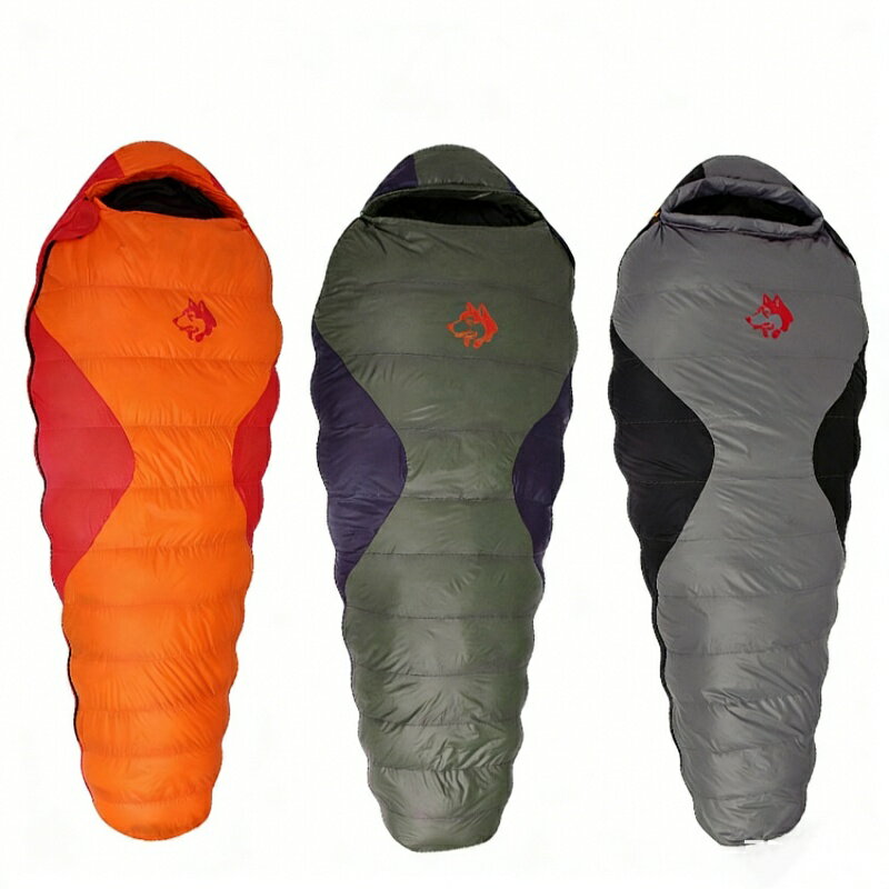 カラー レッド、 グリーン、グレー 製品サイズ 210cm×80cm×50cm 重量 1200g/1500g 表地 380Tナイロン 裏地 ポリエステルポンジ 詰め物 600gダックダウン フィルパワー600 寝袋構造 フード、ウィンドウォ...