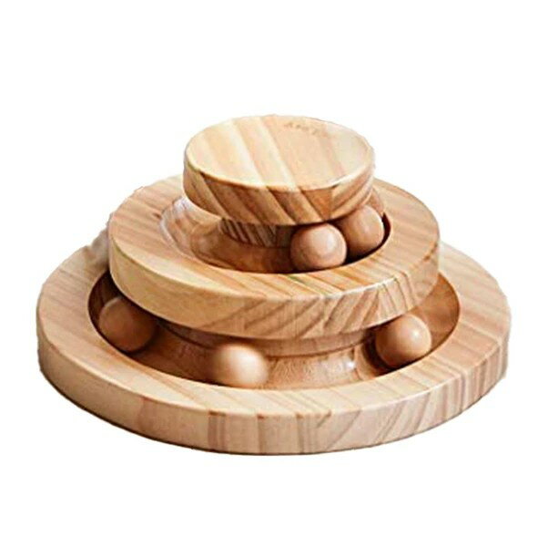 ペットを楽しませるおもちゃ。 "メイン素材：竹制 【新しい3層構造】それぞれの層のボールが別々に動くので、取れそうで取れない猫ちゃんが大好きなタイプの好奇心をくすぐるおもちゃです。ボールが飛び出さないデザインなので、遊びすぎてもボールがなく...