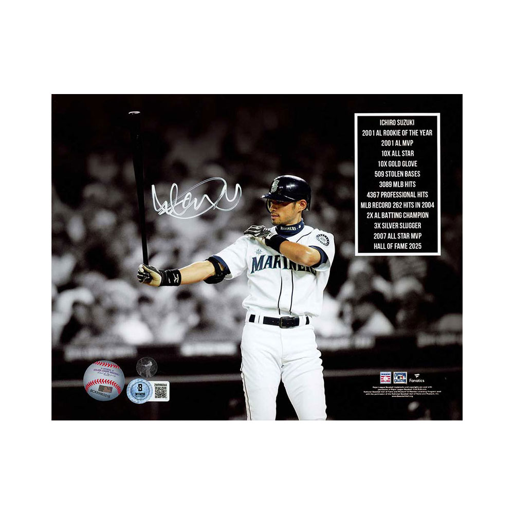★イチロー選手の直筆サイン入り8x10サイズフォト が入荷致しました！！ 【フォトサイズ】約20cm x 約25cm ●Beckett BAS Witnessホログラム付 ●イチロー・ホログラム付 ●Mill Creek Sports証明書...