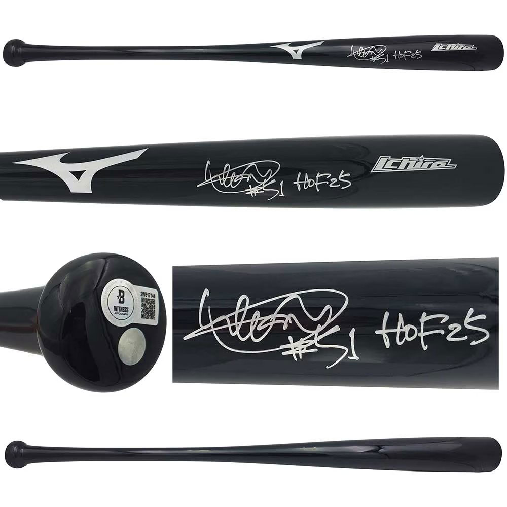 ★イチロー選手のシルバーインク直筆サイン＆”#51”&"HOF 25"インスクリプション入り入りバット が入荷致しました！！ 【バット】Black Mizuno Player Model Baseball Bat ●Beckett BAS ...