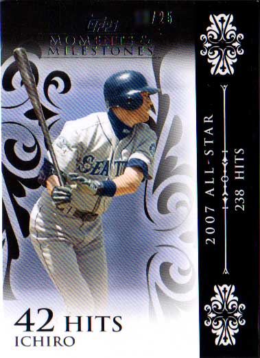 2008年Topps社発売のパックから出るイチローのシリアルカードシリアル入り25枚限定カード　カードNo．63　