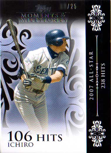 2008年Topps社発売のパックから出るイチローのシリアルカードシリアル入り25枚限定カード　カードNo．63　