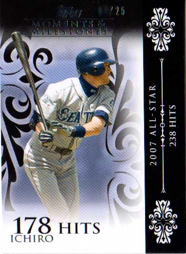 2008年Topps社発売のパックから出るイチローのシリアルカードシリアル入り25枚限定カード　カードNo．63　