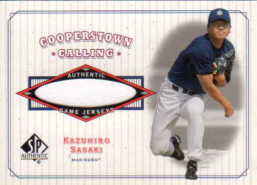 2001年Upper Deck社発売のパックから出る佐々木主浩のジャージカードカードNo．CC−KS　