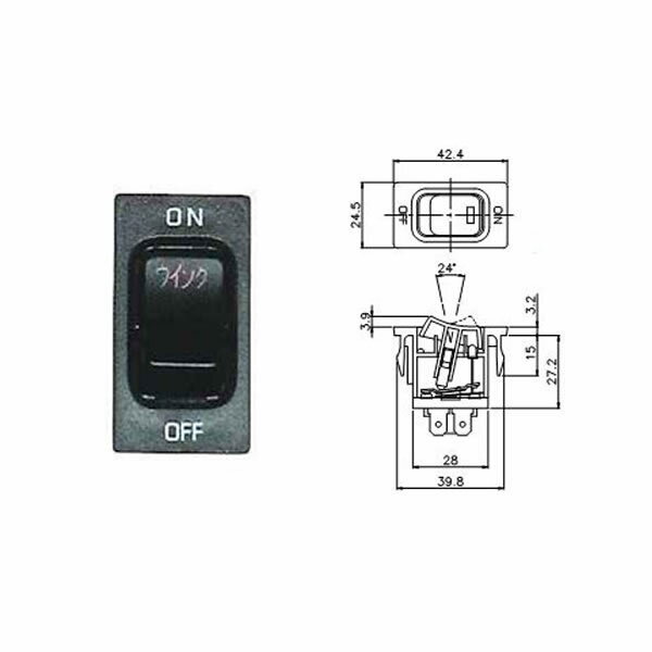 【商品情報】運転席ダッシュボード等のスイッチ取付口に嵌め込んで使用するタイプのスイッチです。LEDランプ内蔵式・・配線仕様によってスモール連動またはON-OFF連動によって照光します。【仕様】定格・・・DC24V-10A注)装着時には必ずリ...