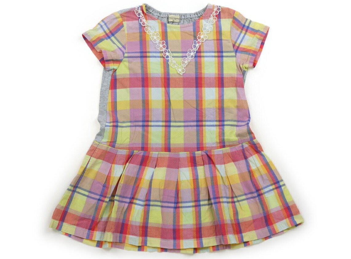 　ブランド 　troislapins(トロワラパン) 　カテゴリー 　ワンピース 　サイズ 　120サイズ 　色 　ブルー・レッド×イエローチェック 　状態 　★★（返品不可） 　記名 　なし 　ジャンル 　Girl リネン調のコットン地と...