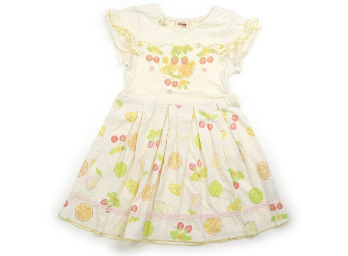 　ブランド 　Souris(スーリー) 　カテゴリー 　ワンピース 　サイズ 　110サイズ 　色 　ライトベージュ・フリル・フルーツ柄 　状態 　★★★ 　記名 　なし 　ジャンル 　Girl 天竺カットソー生地です。若干毛羽立ちがありま...