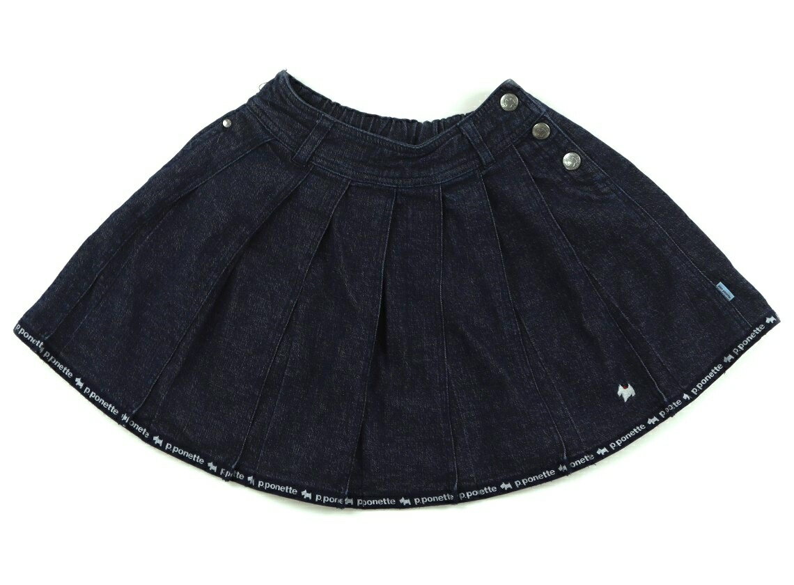 　ブランド 　pom ponette(ポンポネット) 　カテゴリー 　スカート 　サイズ 　110サイズ 　色 　インディゴブルー 　状態 　★★★ 　記名 　なし 　ジャンル 　Girl ウエストは左ボタンと、半分のみサイズ調整ゴム付き。...