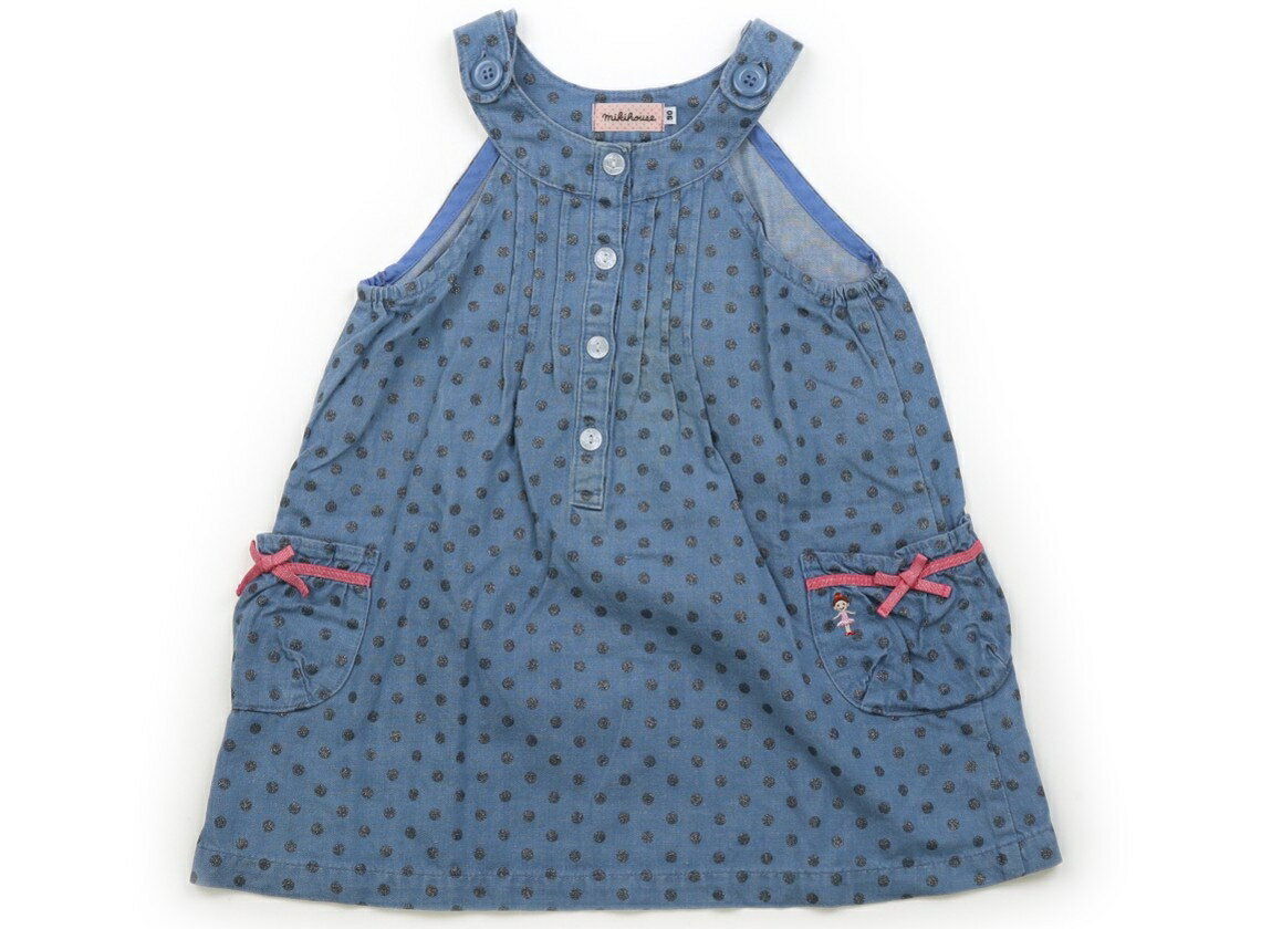 　ブランド 　miki HOUSE(ミキハウス) 　カテゴリー 　ジャンパースカート 　サイズ 　90サイズ 　色 　ライトブルー×ブラックラメドット 　状態 　★★ 　記名 　なし 　ジャンル 　Girl デニムシャツ。胸元中央に黄ばみと...