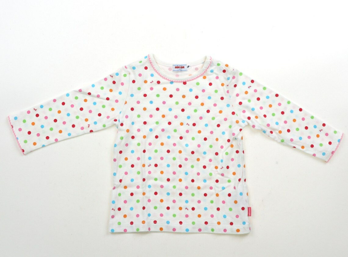 　ブランド 　miki HOUSE(ミキハウス) 　カテゴリー 　Tシャツ・カットソー 　サイズ 　70サイズ 　色 　ホワイト・マルチドット 　状態 　★★★ 　記名 　なし 　ジャンル 　Girl 左肩スナップボタン開き。実際のサイズ表...