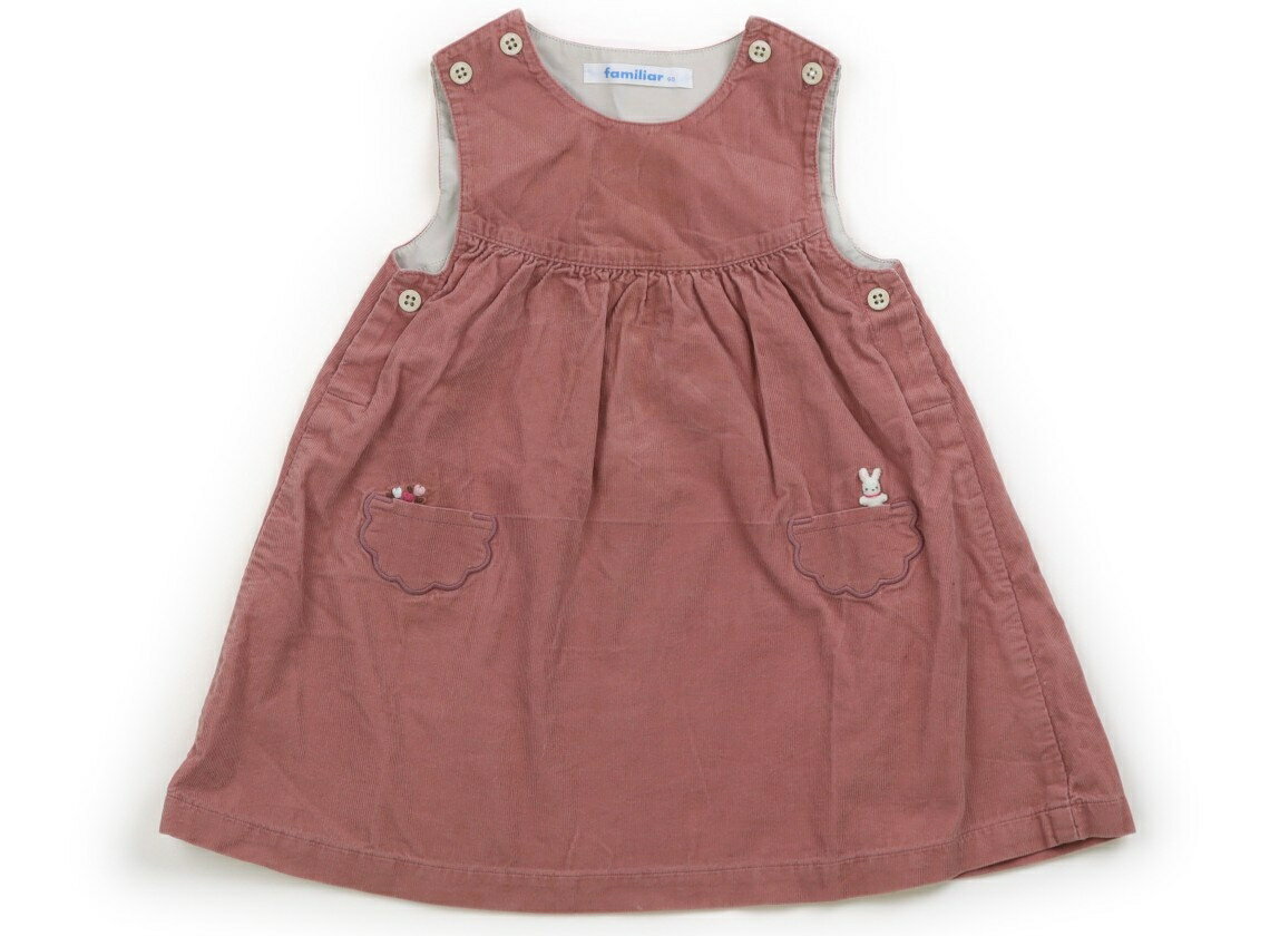 　ブランド 　familiar(ファミリア) 　カテゴリー 　ジャンパースカート 　サイズ 　90サイズ 　色 　クスミピンク、ウサギ 　状態 　★★ 　記名 　なし 　ジャンル 　Girl 薄手のコーデュロイ生地です。胸の広範囲に薄っすら...