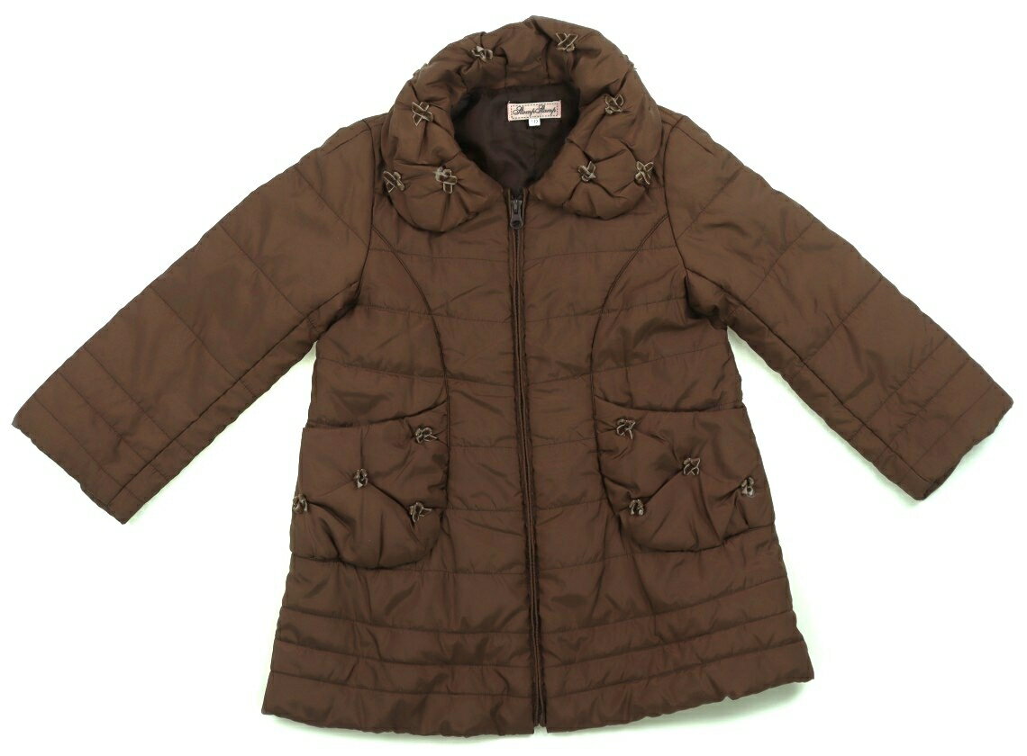 　ブランド 　Stomp Stamp(ストンプスタンプ) 　カテゴリー 　コート・ジャンパー 　サイズ 　110サイズ 　色 　ブラウン 　状態 　★★★ 　記名 　なし 　ジャンル 　Girl ポリエステル・ナイロン素材。薄い中綿入り。飾...