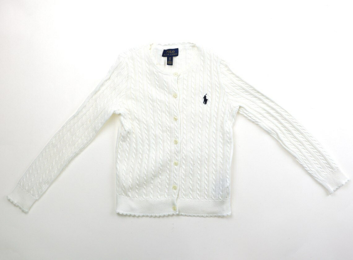 　ブランド 　POLO RALPH LAUREN(ポロラルフローレン) 　カテゴリー 　カーディガン 　サイズ 　130サイズ 　色 　白 　状態 　★★★ 　記名 　なし 　ジャンル 　Girl 実際のサイズ表記はS/P（7）です。綿ニッ...