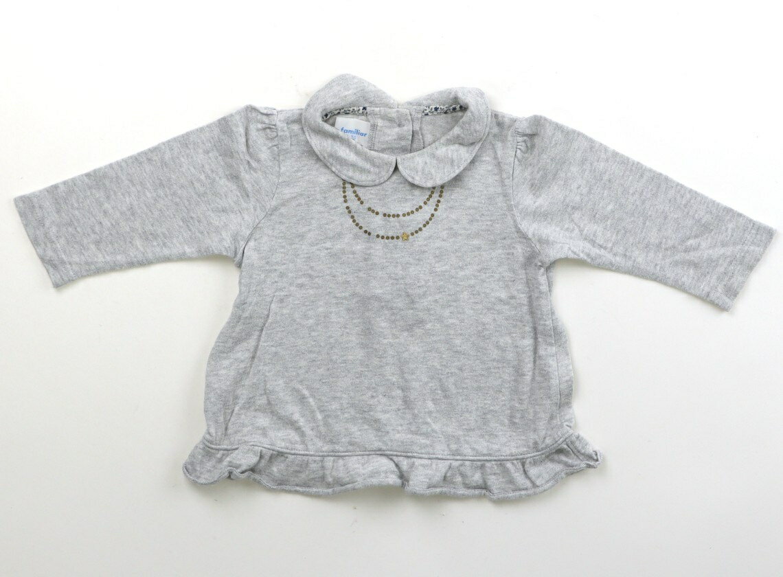 　ブランド 　familiar(ファミリア) 　カテゴリー 　Tシャツ・カットソー 　サイズ 　70サイズ 　色 　杢グレー・ゴールド 　状態 　★★★ 　記名 　なし 　ジャンル 　Girl カットソー。裾の反り返りがあります。全体的に使...