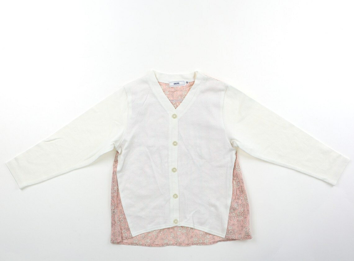 　ブランド 　SHIPS(シップス) 　カテゴリー 　カーディガン 　サイズ 　120サイズ 　色 　ホワイト×ピンク×花柄 　状態 　★★★ 　記名 　なし 　ジャンル 　Girl ニットソーとシャツ地。全体的に使用感がありますが、特に目...