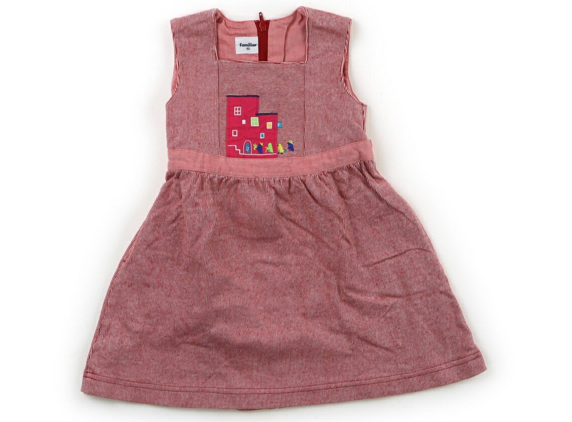 　ブランド 　familiar(ファミリア) 　カテゴリー 　ジャンパースカート 　サイズ 　90サイズ 　色 　赤白ストライプ、家 　状態 　★★★ 　記名 　なし 　ジャンル 　Girl 背中にファスナーがあり、カットソー素材。ややシワ...