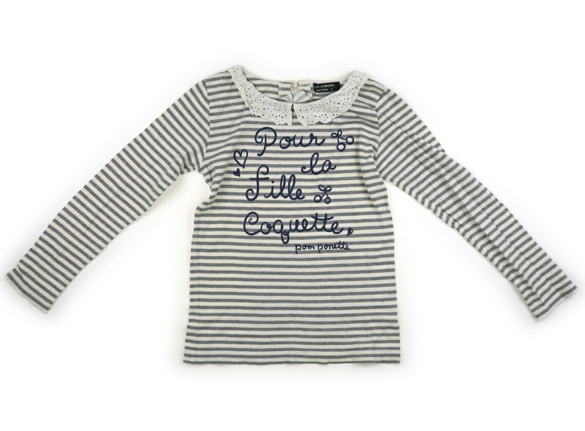 　ブランド 　pom ponette(ポンポネット) 　カテゴリー 　Tシャツ・カットソー 　サイズ 　150サイズ 　色 　ホワイト・グレーボーダー 　状態 　★★★ 　記名 　なし 　ジャンル 　Girl 天竺カットソー。襟はアイレット...