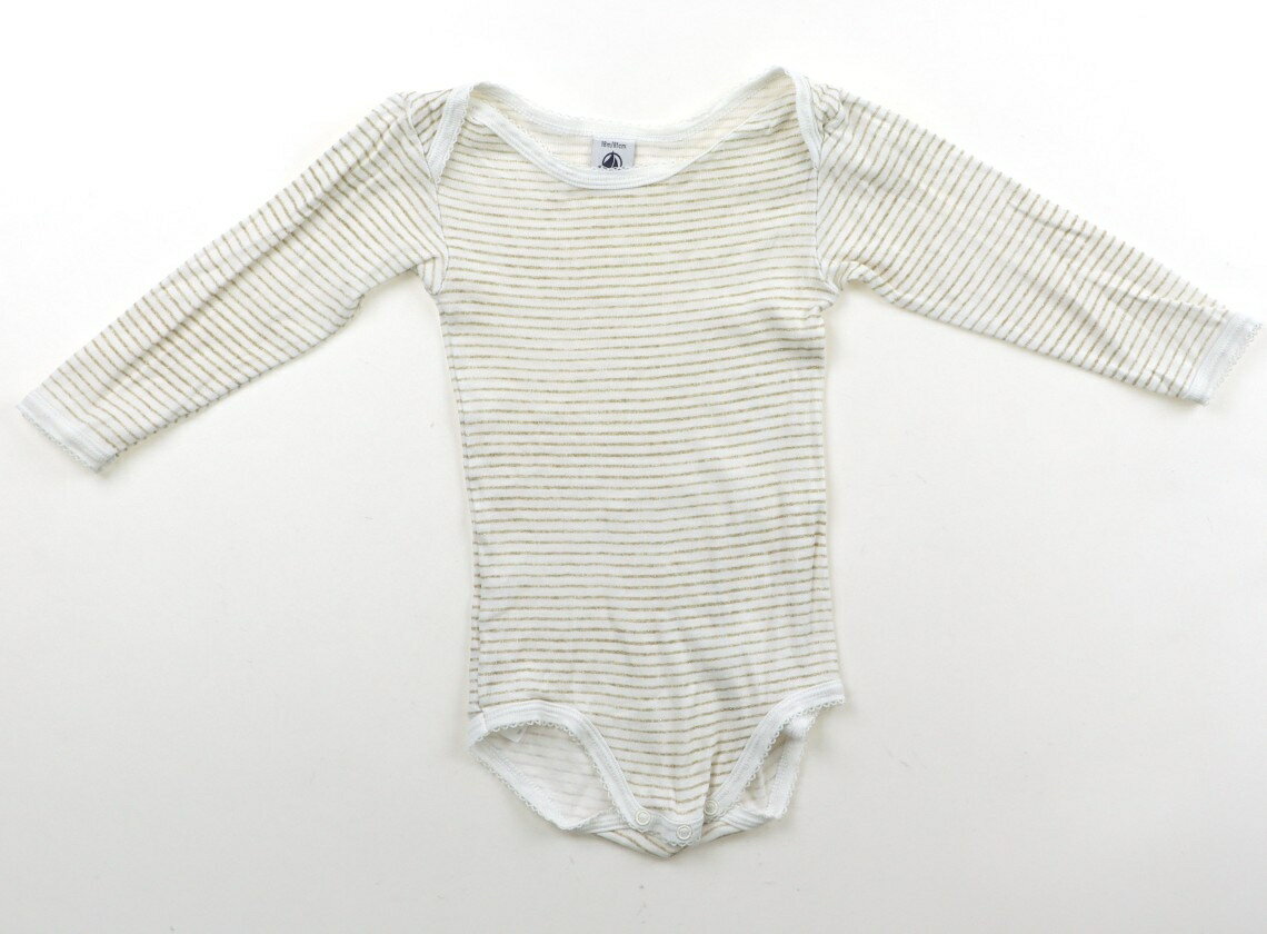 　ブランド 　PETIT BATEAU(プチバトー) 　カテゴリー 　ロンパース 　サイズ 　80サイズ 　色 　白、金ボーダー 　状態 　★★★ 　記名 　なし 　ジャンル 　Girl 実際のサイズ表記は18m/81cmです。使用感はあり...