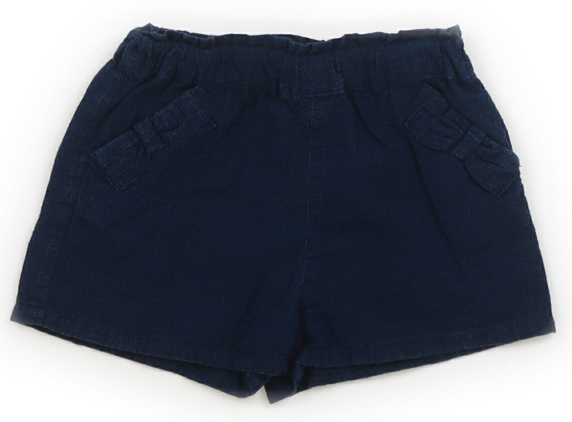 　ブランド 　BeBe(べべ) 　カテゴリー 　ショートパンツ 　サイズ 　90サイズ 　色 　ネイビー 　状態 　★★（返品不可） 　記名 　なし 　ジャンル 　Girl ウエストは総ゴム、交換穴あり。裏地付き。糸の飛び出しと色褪せがあり...