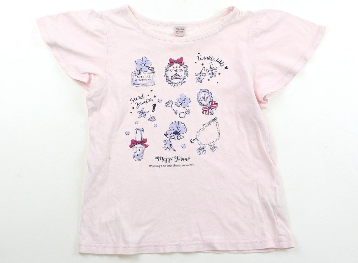 　ブランド 　mezzo piano(メゾピアノ) 　カテゴリー 　Tシャツ・カットソー 　サイズ 　140サイズ 　色 　ピンク　パフューム柄 　状態 　★★（返品不可） 　記名 　なし 　ジャンル 　Girl 全体的にうっすら色褪せがあ...