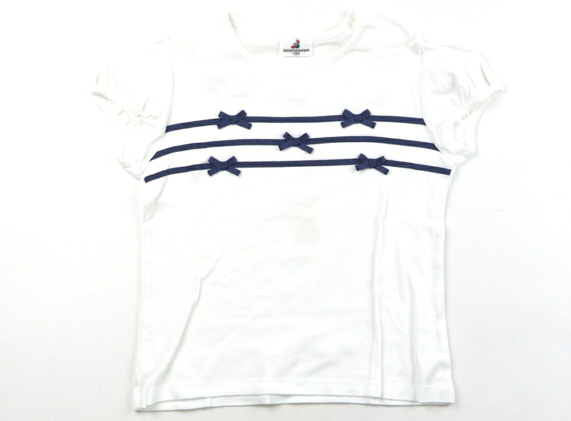 　ブランド 　Parents Dream(ペアレンツドリーム) 　カテゴリー 　Tシャツ・カットソー 　サイズ 　130サイズ 　色 　オフ・ブルーグレーリボン 　状態 　★★★ 　記名 　なし 　ジャンル 　Girl 前身頃に、5cmほど...