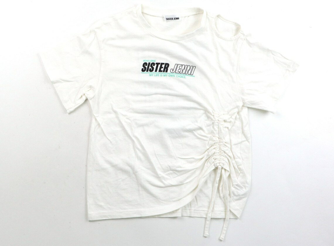 　ブランド 　JENNI(ジェニィ) 　カテゴリー 　Tシャツ・カットソー 　サイズ 　130サイズ 　色 　白・黒・ミント・英字 　状態 　★★★ 　記名 　なし 　ジャンル 　Girl 左肩のみオープンショルダー。裾にドロスと付き。若干...