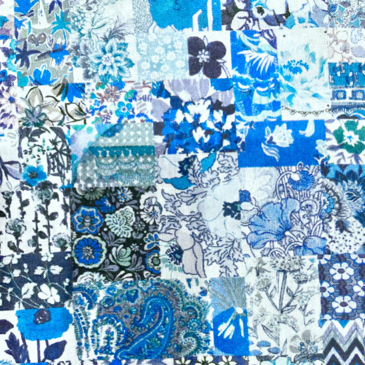 リバティ 生地 Archive Patchwork アーカイブ・パッチワーク 25BU イタリア産 タナローン パッチワーク柄 青色 Liberty Fabrics 50cm単位 布 【2025SS】Archive Patchwork アー...