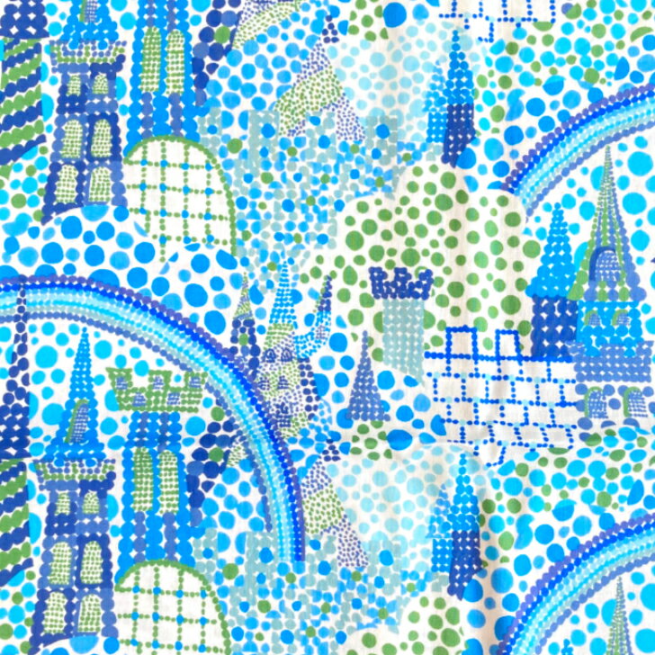 Liberty Fabrics Magical Mystery マジカル・ミステリー 22B リバティ プリント 生地 虹 お城 塔 50cm単位 【2022SS THE WONDERFUL FANTASTICAL 】グリーン ブルー リバ...
