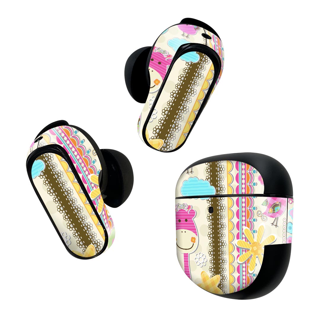 製品名 Bose QuietComfort Earbuds II 専用デザインスキンシール セット内容 Bose QuietComfort Earbuds II 専用シール　イヤホン（左右）3枚、充電ケース用シール 1枚AirPods第3世...