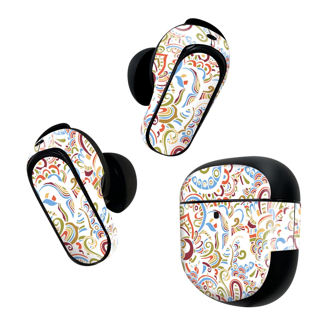 製品名 Bose QuietComfort Earbuds II 専用デザインスキンシール セット内容 Bose QuietComfort Earbuds II 専用シール　イヤホン（左右）3枚、充電ケース用シール 1枚AirPods第3世...