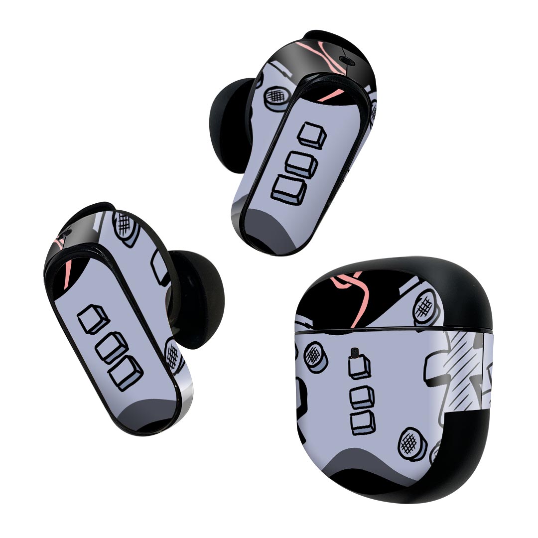 製品名 Bose QuietComfort Earbuds II 専用デザインスキンシール セット内容 Bose QuietComfort Earbuds II 専用シール　イヤホン（左右）3枚、充電ケース用シール 1枚AirPods第3世...