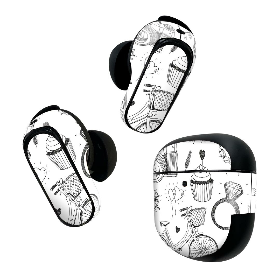 製品名 Bose QuietComfort Earbuds II 専用デザインスキンシール セット内容 Bose QuietComfort Earbuds II 専用シール　イヤホン（左右）3枚、充電ケース用シール 1枚AirPods第3世...