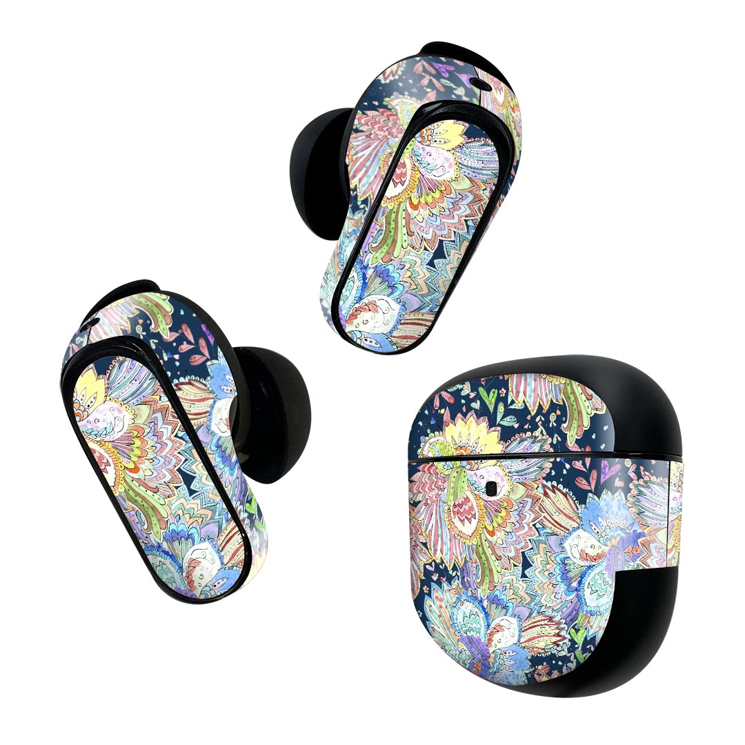 製品名 Bose QuietComfort Earbuds II 専用デザインスキンシール セット内容 Bose QuietComfort Earbuds II 専用シール　イヤホン（左右）3枚、充電ケース用シール 1枚AirPods第3世...